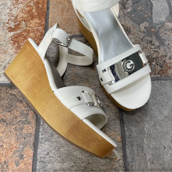 Guess | Shoes | G By Guess White Wedge Platform Sandals | Poshmark